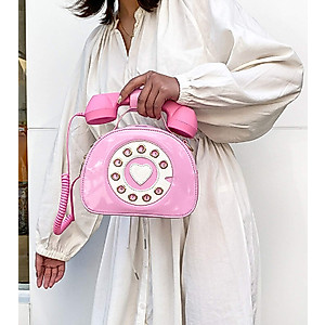 QZUnique Telephone Shoulder Bag Women Retro Cross Body Bag PU Leather Clutch Purse Chain Tote Bag