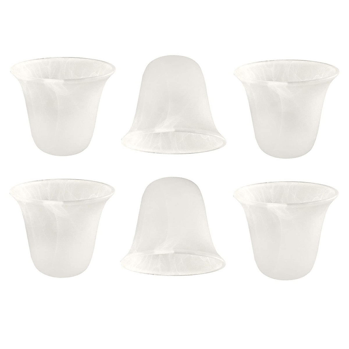 Eumyviv Bell Shaped Alabaster Glass Lamp Shade Replacement with 1-5/8-inch Fitter Opening for Ceiling Fan Light Kit Wall Sconce Pendant Light Fixture (6pcs Alabaster Glassed)