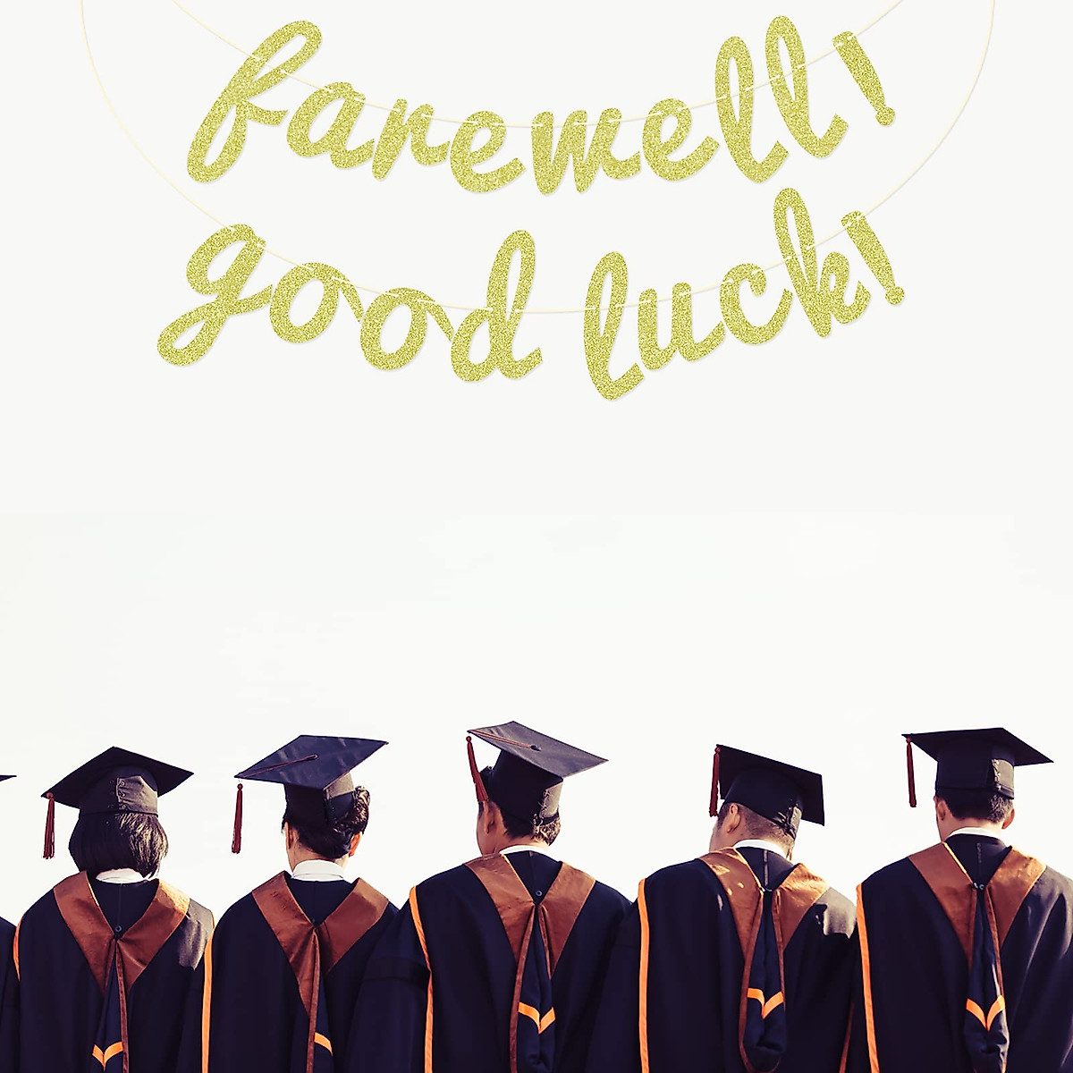Farewell ! Good Luck ! Banner, Congrats Grad 2023, Happy Retirement, Graduation Retirement Party Decorations Gold Glitter.