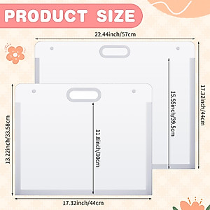 4 Pcs Art Portfolio Folder for Artwork Plastic Art Portfolio Waterproof Art Portfolio with Handles Large Art Portfolio Case Art Poster Storage Containers, 22.44 x 17.32 Inch, 17.32 x 13.22 Inch