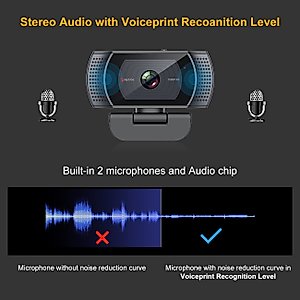 Angetube 1080P HD Webcam, USB Web cam with Autofocus Built-in Microphone & Privacy Cover，Webcam for Laptop，Streaming Web Camera for Skype/Zoom/FaceTime/Hangouts - Control Software Included