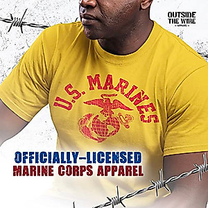 OUTSIDE THE WIRE APPAREL Leatherneck for Life Old School Gold USMC Shirts for Men - Marine Corps T Shirts Attire - US Marine Corps Gifts for Men