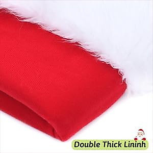 Christmas Hat Red Velvet Santa Hat Double-layer thickening Warm Comfort Unisex Holiday Xmas Hats for New Year Festive Party (Red Adults Santa Hat 1 PCS, Adults)