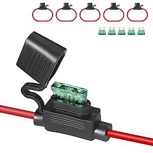 MUYI 6 Pack 12AWG Inline Fuse Holder 12 Volt Tinned Copper Wire Pigtail Waterproof IP67 Marine Automotive Fuse Block Relay with 30 Amps ATC/ATO Blade Fuses