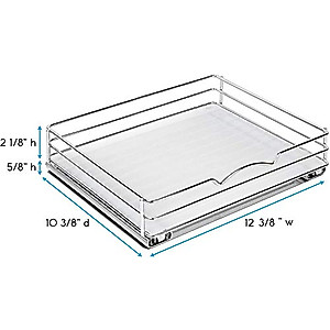 Pull Out Cabinet Organizer for Spices, Cans - Heavy Duty with Lifetime Limited Warranty - Pull Out Spice Rack- Chrome 12-3/8"Wx 10-1/2"D x 2-3/4” H Cabinet Pull Out Shelf for Cans, Dishes, Etc.