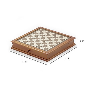 ANDSTAR 2 in 1 Wooden Chess and Checkers Board Game Set Staunton Style Pieces with Storage Drawer Combo Set Portable Table Games for Kids and Adults Travel Family Party
