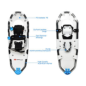 Goplus 21"/25"/30" Snowshoes for Men and Women, Lightweight Aluminum Alloy All Terrain Snow Shoes with Adjustable Ratchet Bindings with Carrying Tote Bag (White, 21")