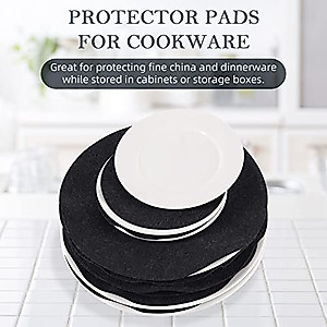 96 Pack Felt Plate Dividers Protectors, Thick Felt Round Plate Separators Pads China Dish Storage Protectors Pads with 3 Sizes for Packing Stacking Porcelain Cookware, Black