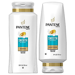 Pantene Argan Oil Shampoo 25.4 OZ and Conditioner 24 OZ for Dry Hair, Smooth and Sleek, Bundle Pack (Packaging May Vary)