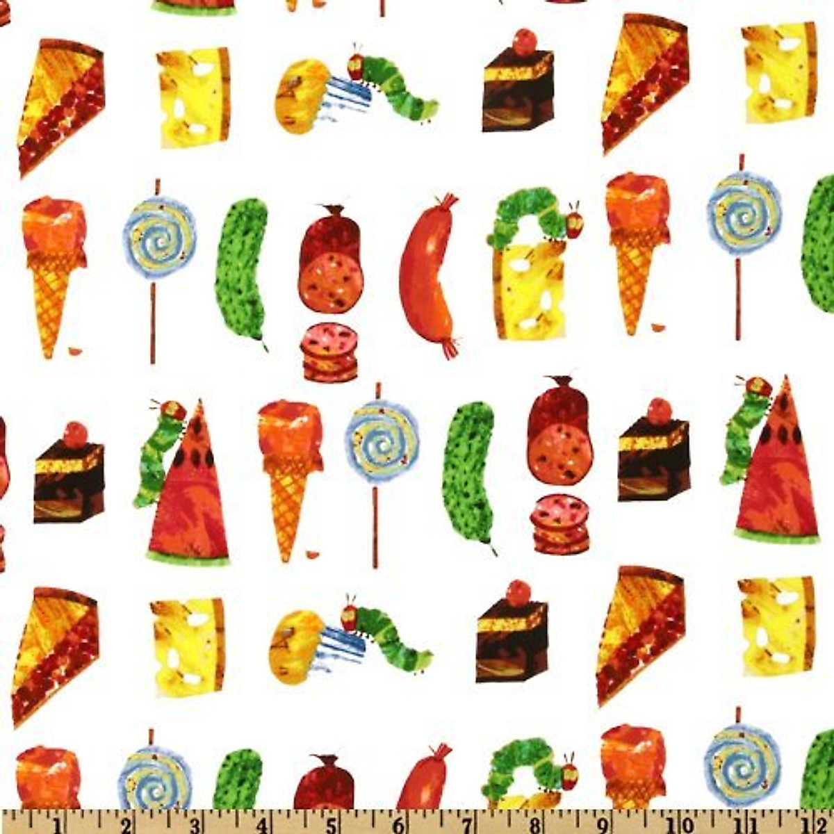 Andover The Very Hungry Caterpillar Snacks White/Multi Fabric by The Yard