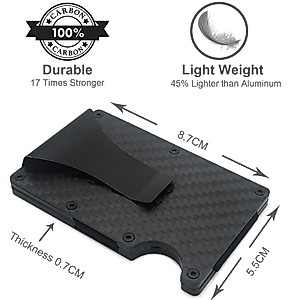 FOCUS REVISION Carbon Fiber Wallet with Money Clip - RFID Blocking - Minimalist Card Holder - Slim wallet - for Travel - for Men and Women's Gift,(black)