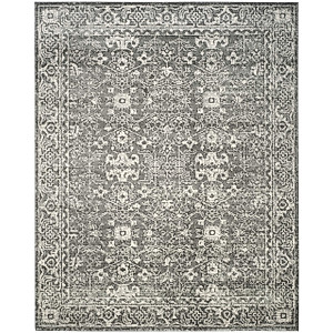 SAFAVIEH Evoke Collection Area Rug - 9' x 12', Grey & Ivory, Shabby Chic Distressed Design, Non-Shedding & Easy Care, Ideal for High Traffic Areas in Living Room, Bedroom (EVK270S)