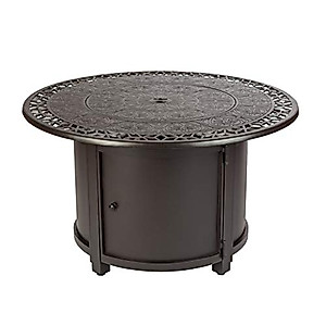 Fire Sense 62410 Longpoint Round Aluminum LPG Fire Pit Table Attractive Mocha Finish - Antique Bronze