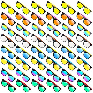 Sunglasses Bulk for Party favors, 48 Pack Neon Plastic Sunglasses with UV400 Protection, Great Gift for Birthday Supplies, Graduation, Summer Pool Beach Party favors, Goody Bag Filler for Boys Girls