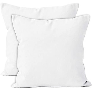 Encasa Homes Throw Pillow Covers Only (No Insert) (18x18) - Sublimation Blank White 4 Pc Pack with Invisible Zipper -Polyester Twill Cushion Cases for DIY, Printing & Painting