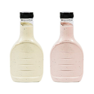 16 OZ BBQ/DRESSING CLEAR PLASTIC SAUCE BOTTLE WITH BLACK FLIP-TOP CAPS AND PRESSURE SENSITIVE LINER (Black caps, 6)