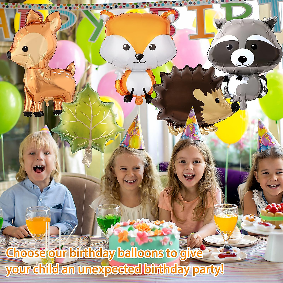 KUAOOAUK 12Pcs Forest Animal Balloons, Woodland Baby Shower Decorations, Birthday Party Decorations Animal Balloon, Safari Themed Animals Birthday Balloons, Balloon Animal Kit for Boys Girls Camper