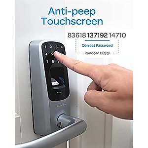 ULTRALOQ UL3 BT 2nd Gen Smart Lock (Satin Nickel), 5-in-1 Keyless Entry Door Lock with Bluetooth, Biometric Fingerprint and Touch Digital Keypad, Smart Door Lock Latch Edition
