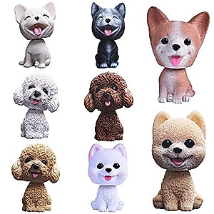Car Interior Simulation Shaking Head Dog Dolls,Resin Nodding Puppy Car Dashboard Ornament,Bobblehead Dog for Car Vehicle Decoration(Yellow Pomeranian)