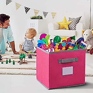 JNCHOICE Storage Cubes 2 Packs Folding Thicker Fabric Storage Bins Basket for Closet Shelf Cabinet Bookcase - Pink