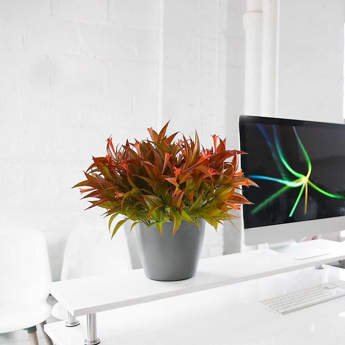 NAHUAA 8Bundles Artificial Plants Outdoor No Fade Fake Greenery Stems Faux Grass Plant for Spring Home Porch Garden Hanging Baskets Windowbox Table Centerpiece