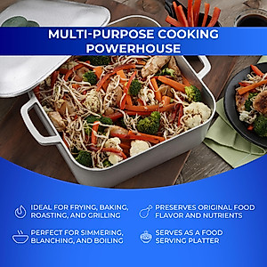 Universal Unique Square Caldero (6 Quart - 15 Cups), Stainless Aluminum Pot, Oven Safe, Even Heat Distribution and Fast Cooking Dutch Oven Pot with Lid, Ideal for Rice, French Fries, and More