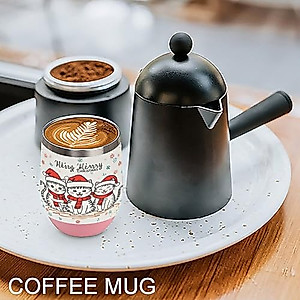 OPTKSNCU 304 Stainless Steel Insulated Cup with Lid, Christmas Cat Print Durable, And Easy to Clean – Ideal for Home, Office, And Gift Giving