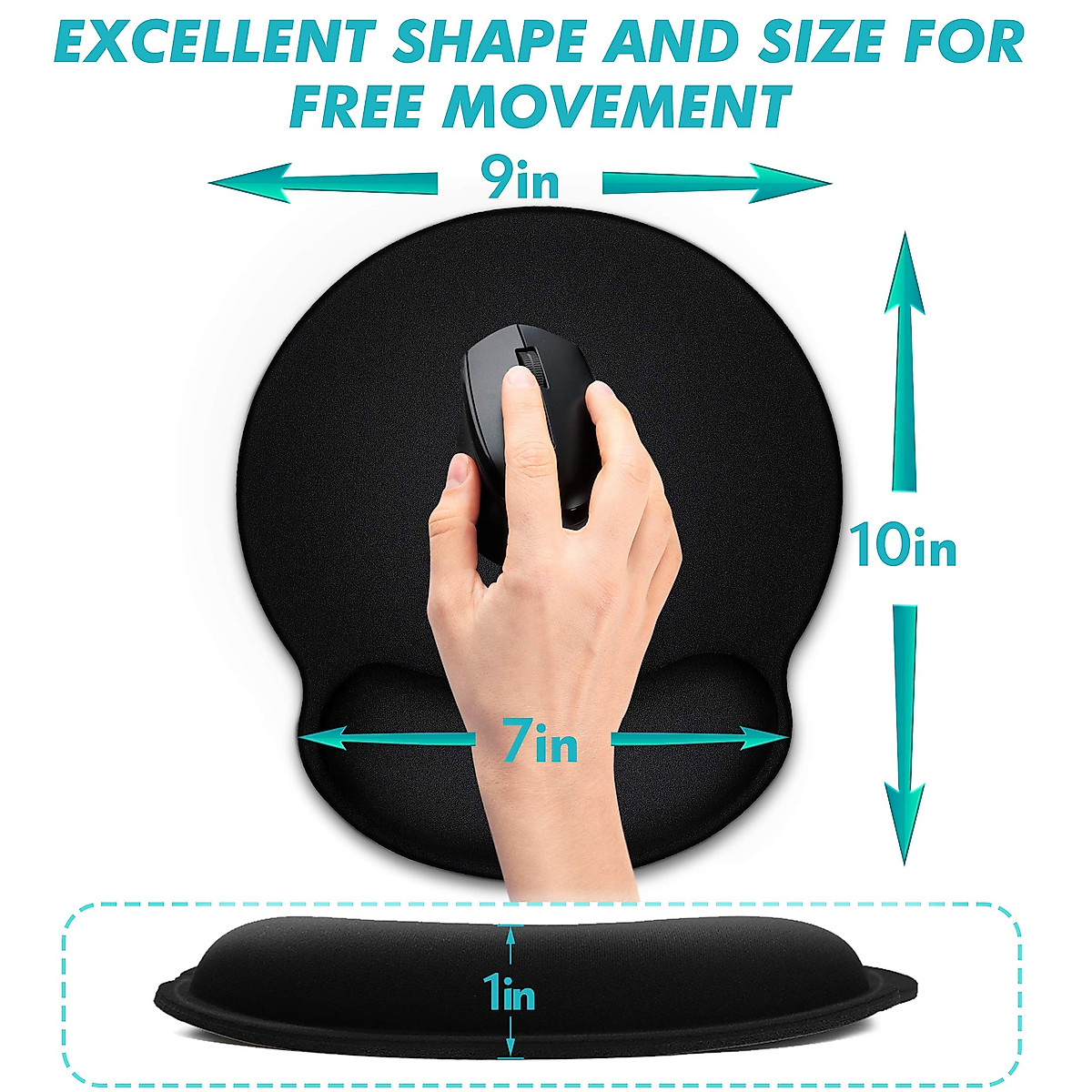 Ergonomic Mouse Pad 3 Pack with Wrist Rest Support, Round Gaming Mousepad with Smooth Surface & Non-Slip Rubber Base for Computer, Laptop, Office, Comfortable Memory Foam for Wrist Cushion