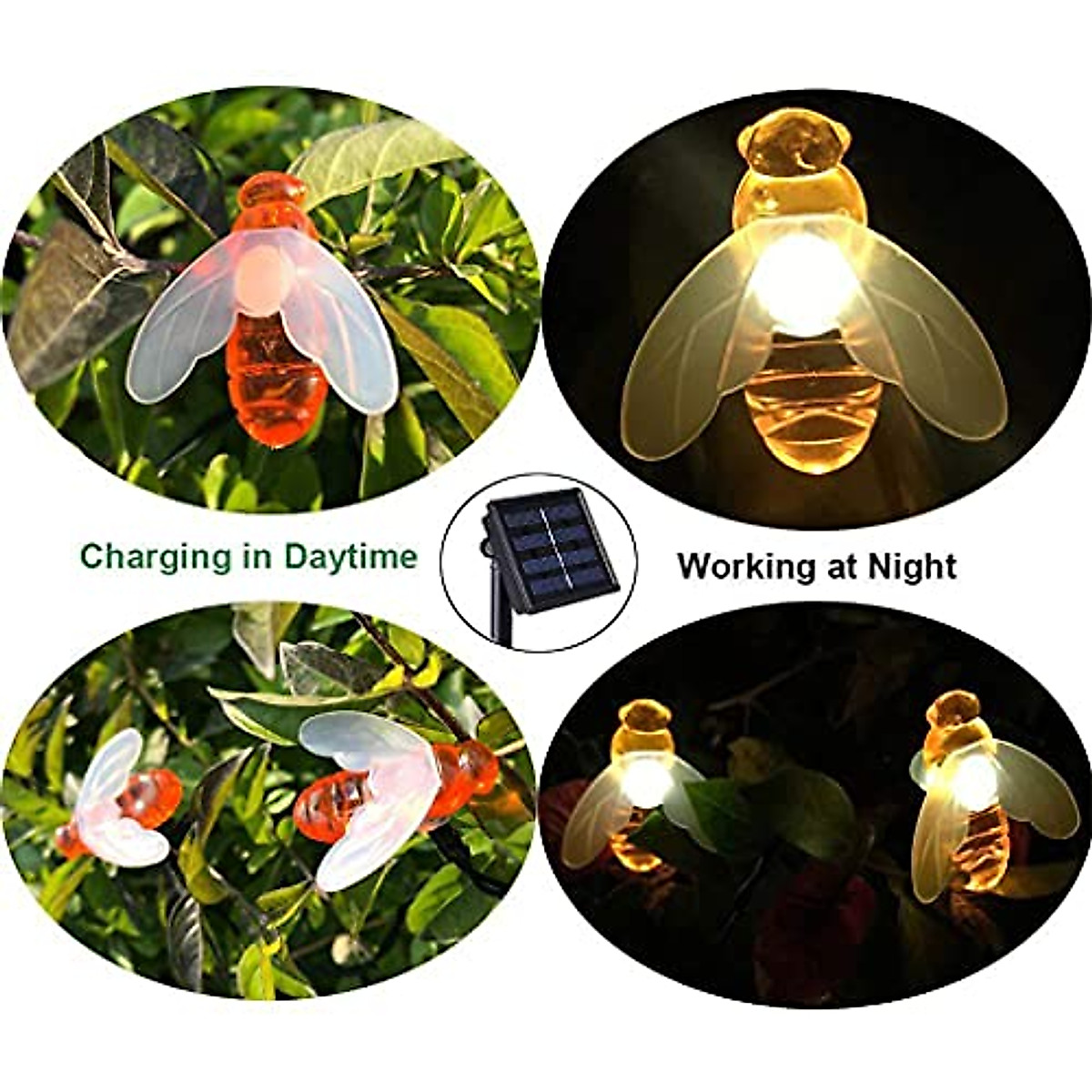 CHENGBEI Waterproof IP65 30 Cute Honeybee LED Lights 8 Modes Fairy Decorative Light for Outdoor Wedding Homes Gardens Patio Party