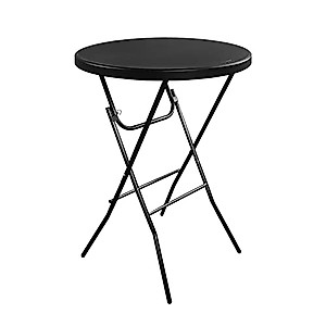 Byliable 32in Cocktail Table High Top Folding Table, Portable Bar Height Folding Table Round with Removable Legs, Indoor Outdoor Banquet Table for Parties, Commercial, Speech, School- Granite Black