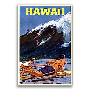 Magnet Hawaii Vintage Style 1950s Surfing Magnet Vinyl Magnetic Sheet for Lockers, Cars, Signs, Refrigerator 5"