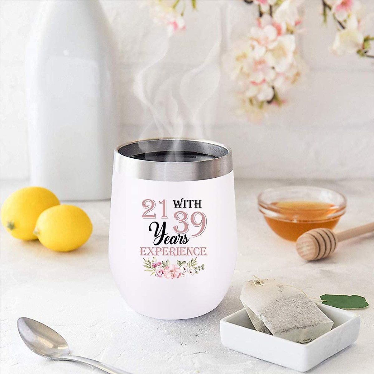 Jevuta 60th Birthday Gifts For Women, 60th Birthday Decorations, 60th Birthday Wine Tumbler, 60th Birthday Gift Ideas, Birthday Gift For Turning 60, 1963 Gifts For Women, Mom, Wife (12oz)