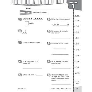 Shell Education 180 Days of Math for Third Grade (180 Days of Practice)