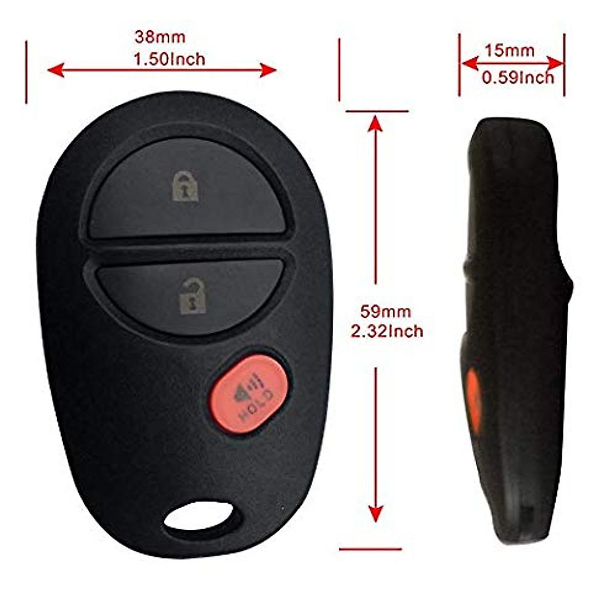 Car Key Fob Keyless Entry Remote Replacement GQ43VT20T 3-Btn for 2004-2016 Toyota Sienna,2005-2016 Toyota Tacoma,2007-2016 Toyota Tundra
