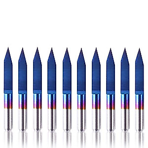 Genmitsu 10Pcs Nano Blue Coat Engraving Bits, 30 Degree 0.1mm Tip 1/8" Shank Conical V-Bit