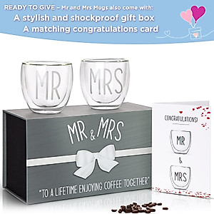 MM Creations - MR and MRS GIFT BOX: Clear & Heat insulated Coffee Mugs Set of 2, 9 Oz| in a Ready to Offer Stylish and shockproof Packaging