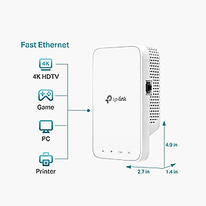 TP-Link AC1200 WiFi Range Extender (RE330), Covers Up to 1500 Sq.ft and 25 Devices, Dual Band Wireless Signal Booster, Internet Repeater, 1 Ethernet Port, White