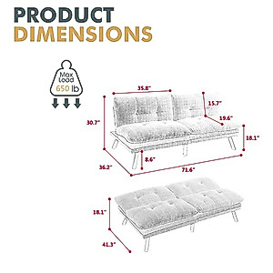 71'' Loveseat Sofa Couch for Living Room, Modern Adjustable Sofa W/Metal Leg, Breathable Upholstered Adjustable Lounge Couch 2-Seater Love Seats Couch for Bedroom, Apartment, Home Office (White)