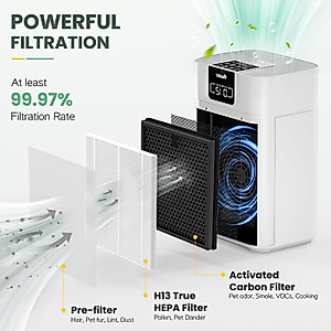 2 Pack ClearAir-A5 Replacement Filter Compatible with VEWIOR ClearAir-A5 Air Purifier, 3-in-1 High-efficiency H13 True HEPA Air Cleaner Filter