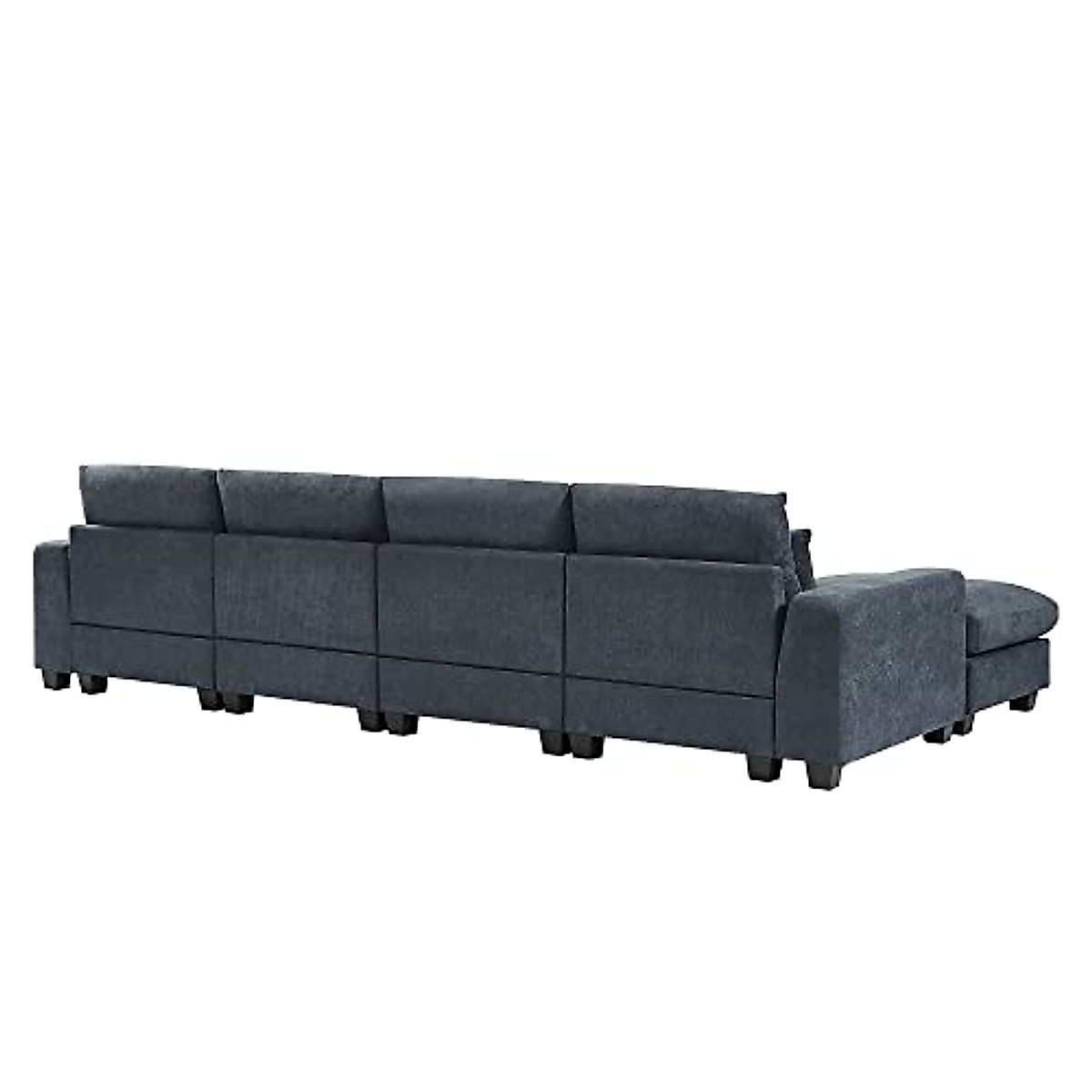 130" L-Shaped Convertible Modular Sectional Sofa with Reversible Chaise, Feather Filled, 5-Seat, 4 Pillows