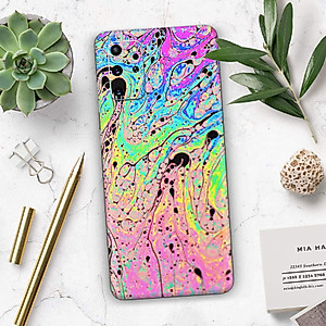 DesignSkinz Neon Color Fushion with Black Splatters Protective Vinyl Decal Wrap Skin Cover Compatible with The Samsung Galaxy S20 (Screen Trim & Back Glass Skin)