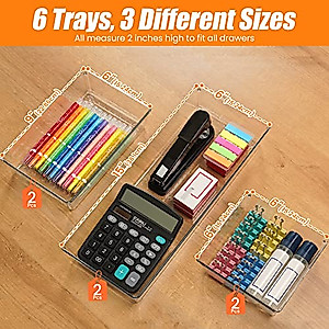 39 PCS Large Clear Plastic Drawer Organizer Set, Non-Slip/Crack Bathroom Vanity Drawer Organizer Trays Dividers, Versatile Storage Bins for Makeup, Jewelry and Office, Desk, Bathroom, Bedroom, Kitchen