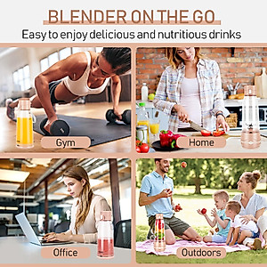 Portable Blender Personal Blender for Shakes and Smoothies, Mini USB Blender with 6 Blades, 17Oz Blender to Go for Travel, Office, and Sports