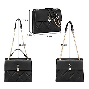 CLUCI Crossbody Bags for Women Small Vegan Leather Designer Handbags Leather and Metal Chain Strap, Ladies Shoulder Bag Black
