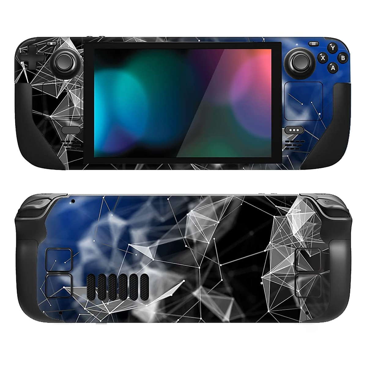 PlayVital Full Set Protective Skin Decal for Steam Deck LCD, Custom Stickers Vinyl Cover for Steam Deck OLED - 3D Polygon