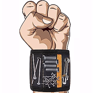 Size-adjustable Magnetic Wrist Band, Wristband for Holding Screws with 15 Strong Magnets, Tool Band Cool Christmas Gifts for Dad, husband Stocking Stuffers for Screwdriver Tool Parts