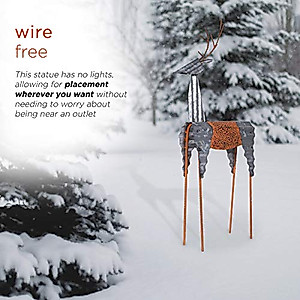 Alpine Corporation JUM324 Alpine Sheet Metal Reindeer, Outdoor Festive Decoration for Garden, Lawn, Yard Holiday décor, 30