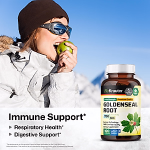 BIO KRAUTER Goldenseal Root Supplement - Goldenseal Capsules 700 mg - Traditional Herbal Supplement - 100 Vegan Capsules