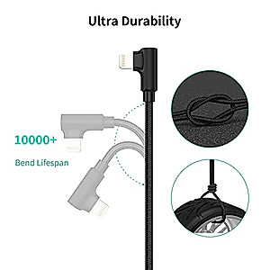 1ft Right Angle Lightning Cable Short, 3 Pack Braided Fast Charging USB to iPhone Charger Cord 90 Degree Compatible with Apple iPhone 13 12 11 Pro Max Xs Xr X 5 6 7 8 Plus SE, iPad Air/Mini