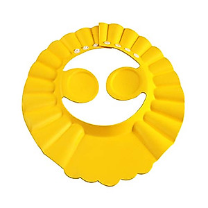 FEBSNOW Baby Shower Cap Bathing Cap - 3 Pcs Soft Adjustable Visor Hat Safe Shampoo Shower Bathing Protection Bath Cap for Toddler, Baby, Kids, Children (Bule+Yellow+Pink)